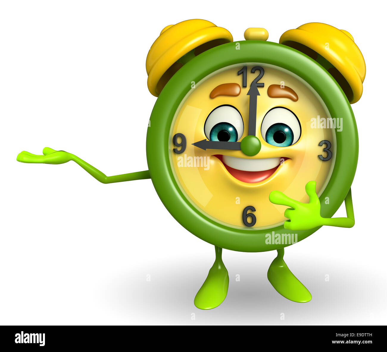 Cartoon Character of table clock is presenting Stock Photo - Alamy