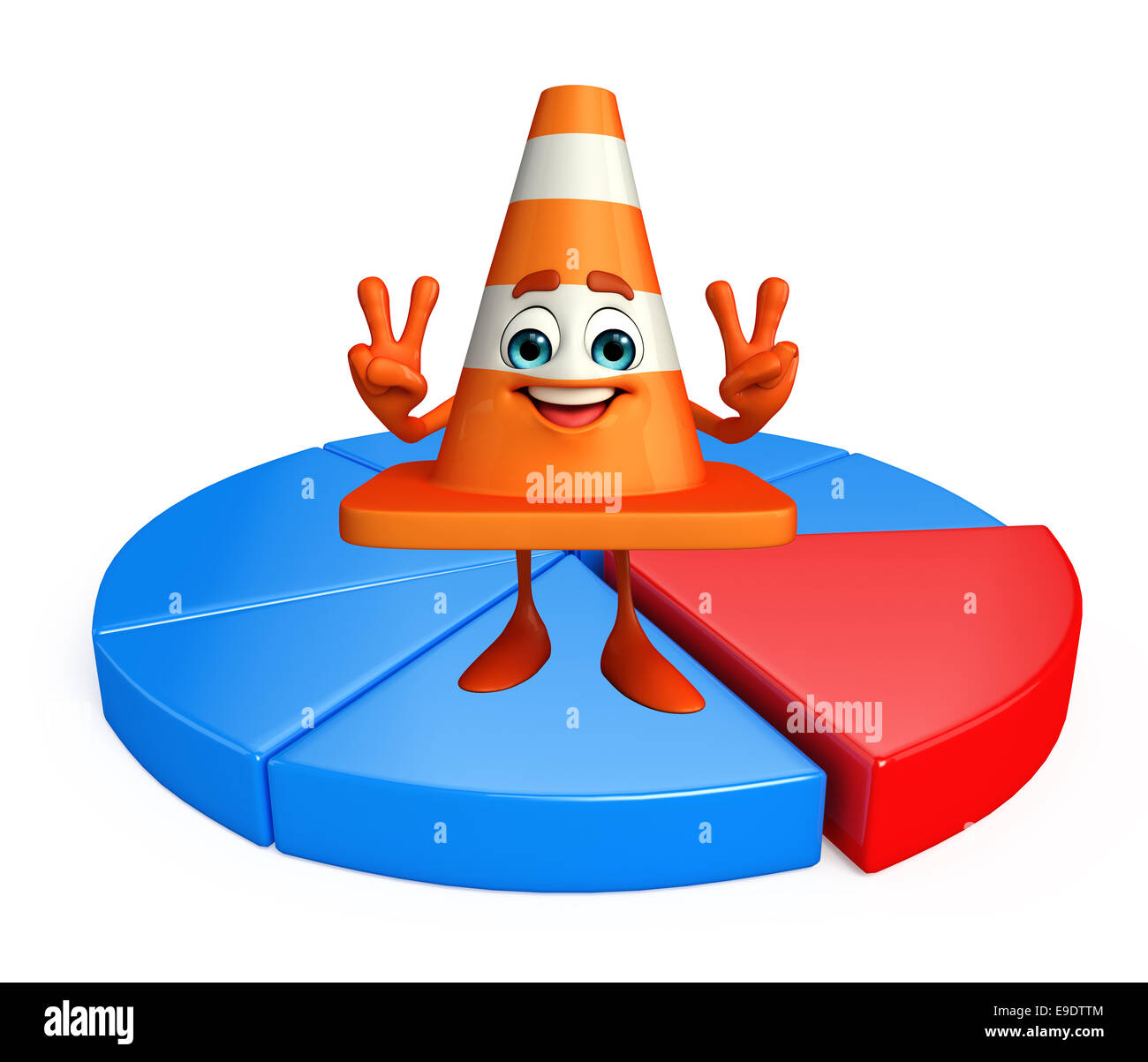 Cartoon Character of Construction cone with circular graph Stock Photo ...