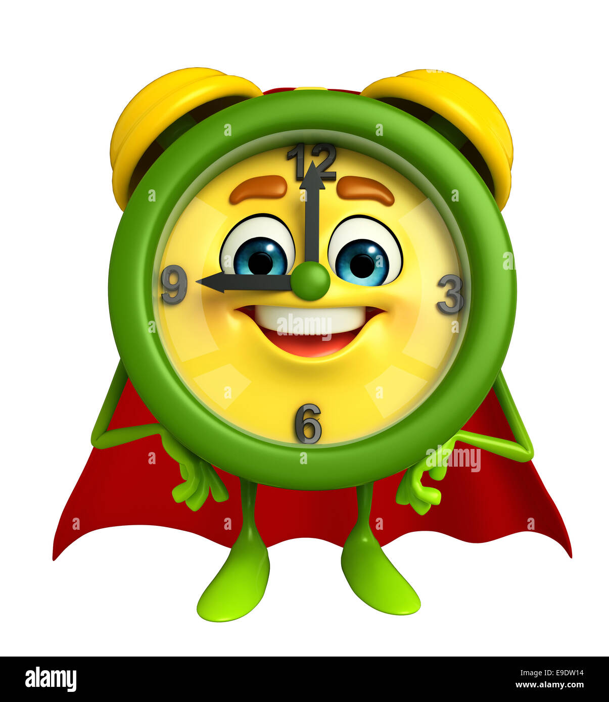Cartoon Character of super table clock Stock Photo - Alamy