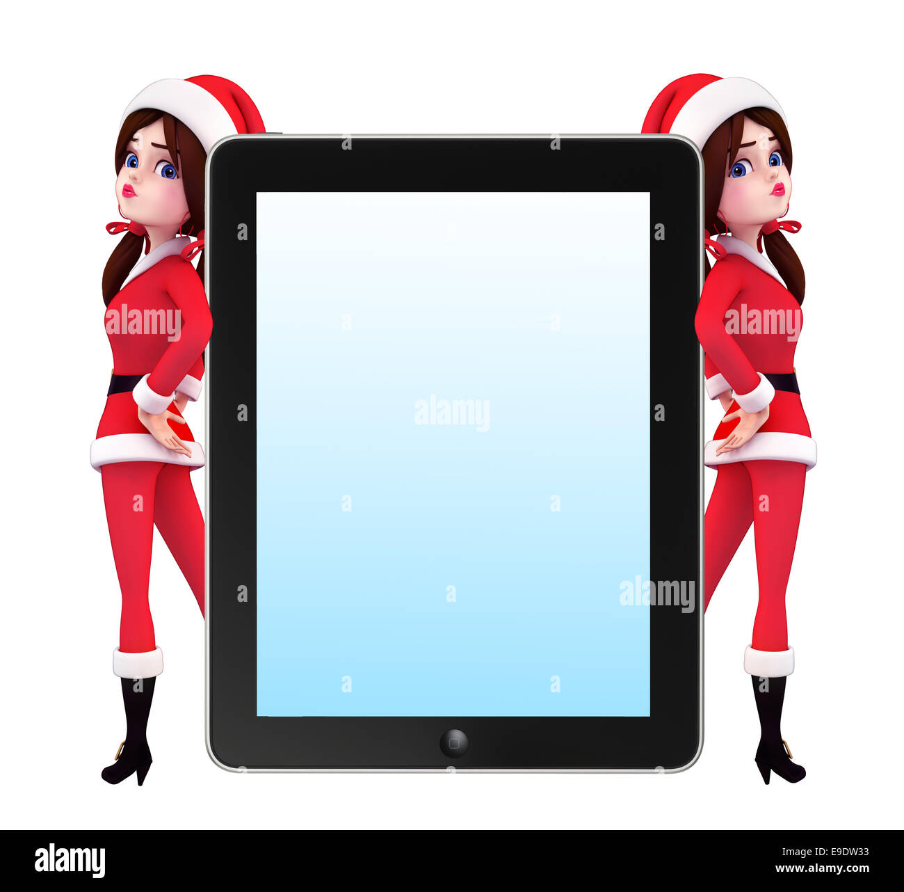 Illustration of santa girl with tab Stock Photo - Alamy