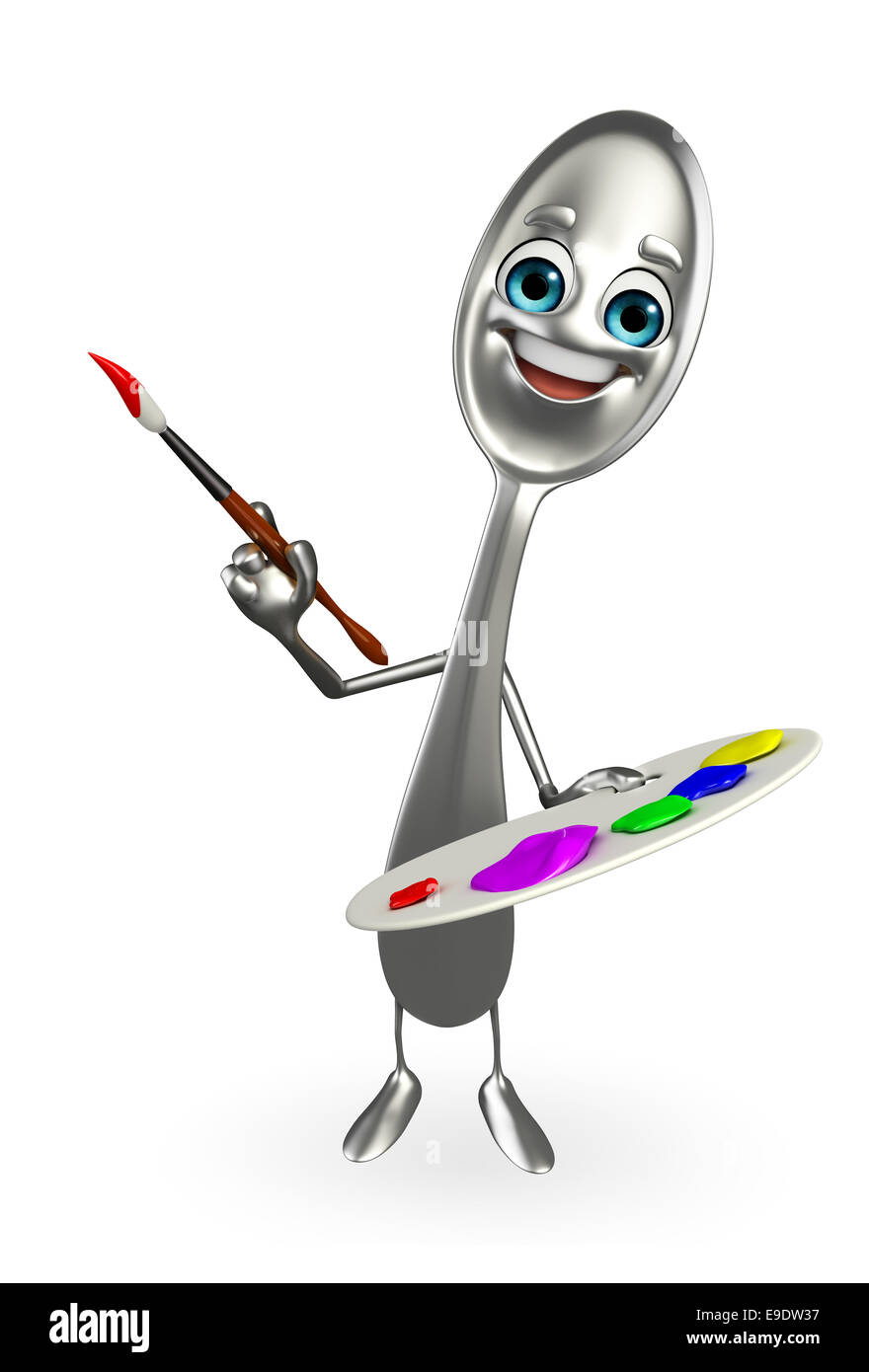 Cartoon character of spoon with Color plate Stock Photo - Alamy