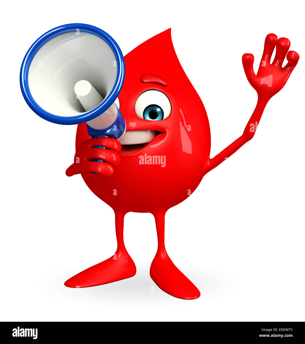 Cartoon Character of Blood Drop with loudspeaker Stock Photo - Alamy