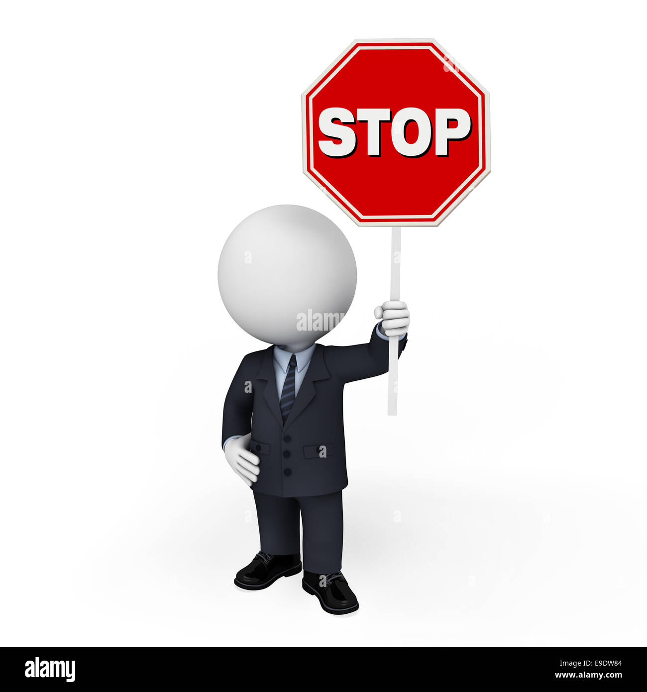 White character as a business man with stop sign Stock Photo - Alamy