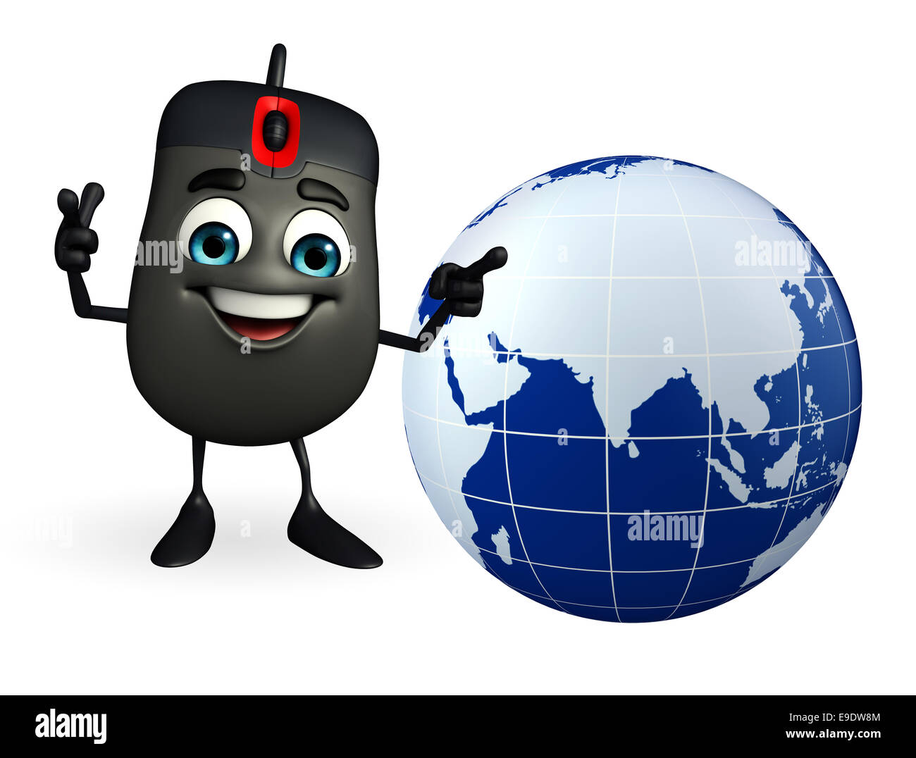 Cartoon Character of Computer Mouse with globe Stock Photo - Alamy