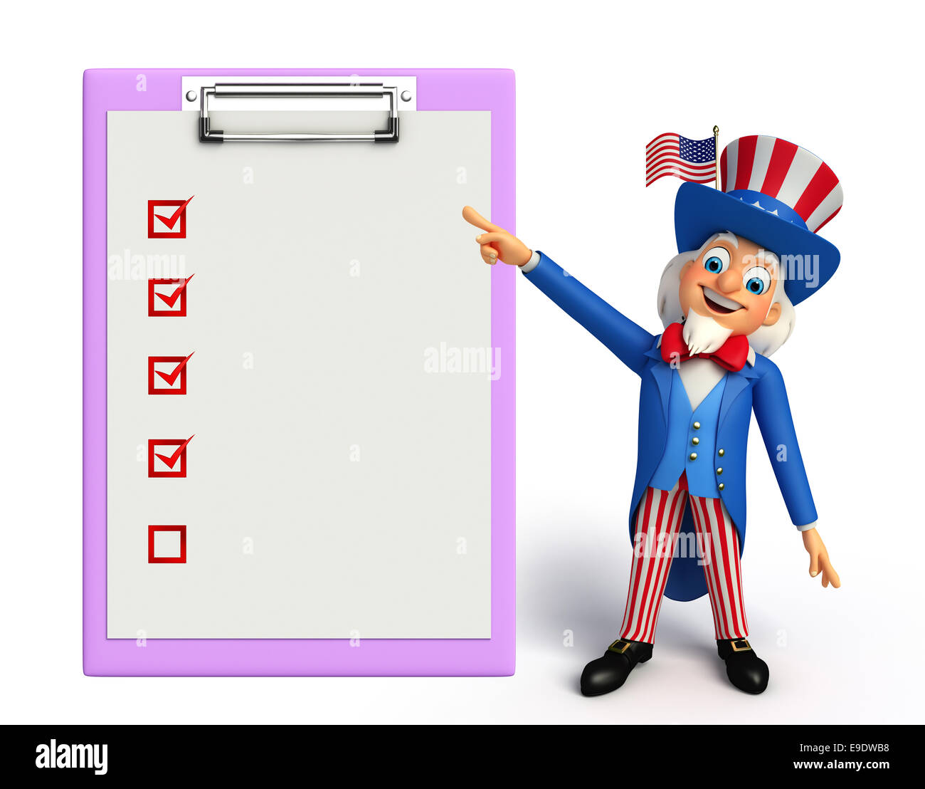 Illustration of uncle sam with notepad Stock Photo - Alamy