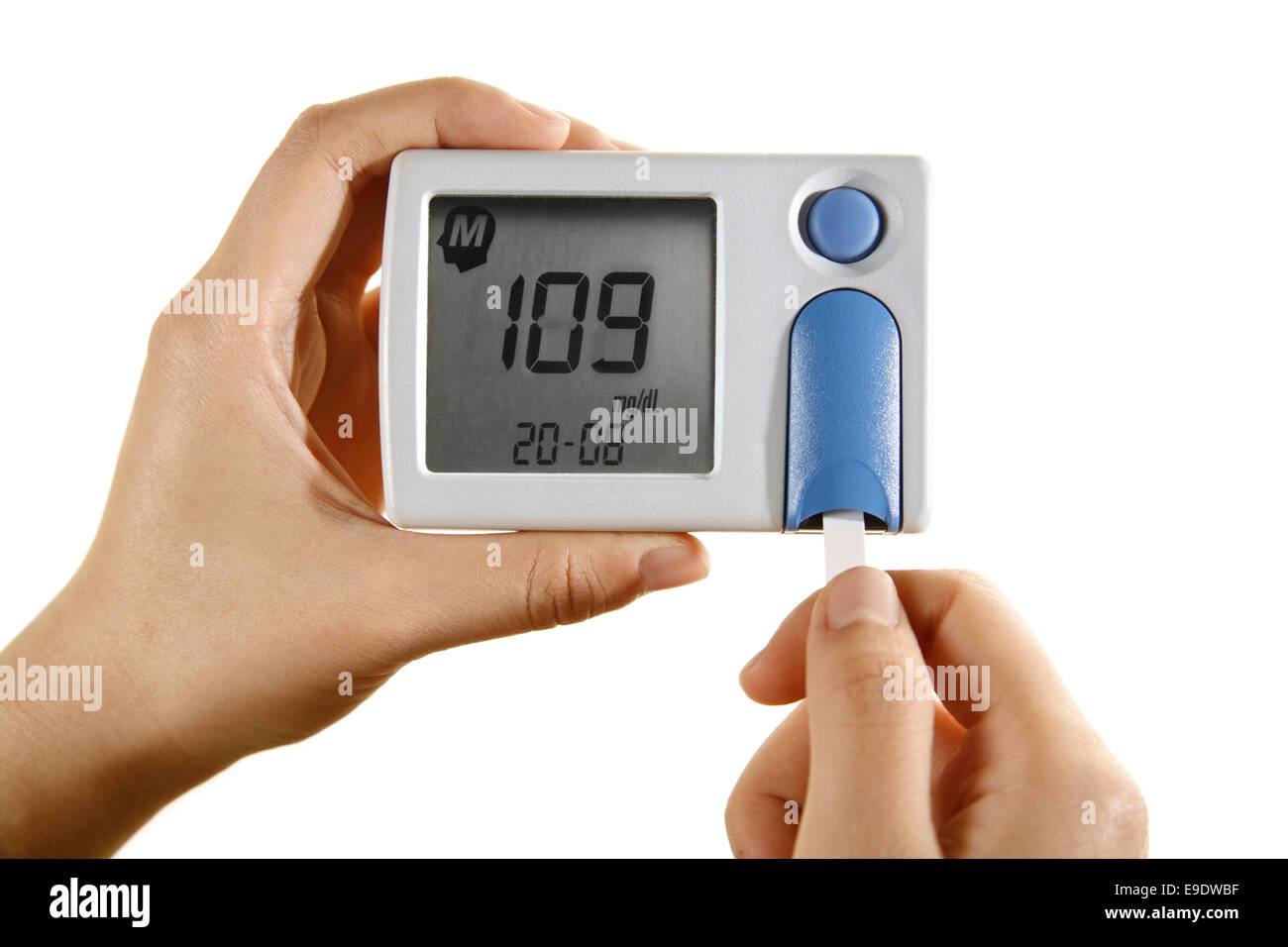 Sugar blood reading on gluco meter Stock Photo - Alamy