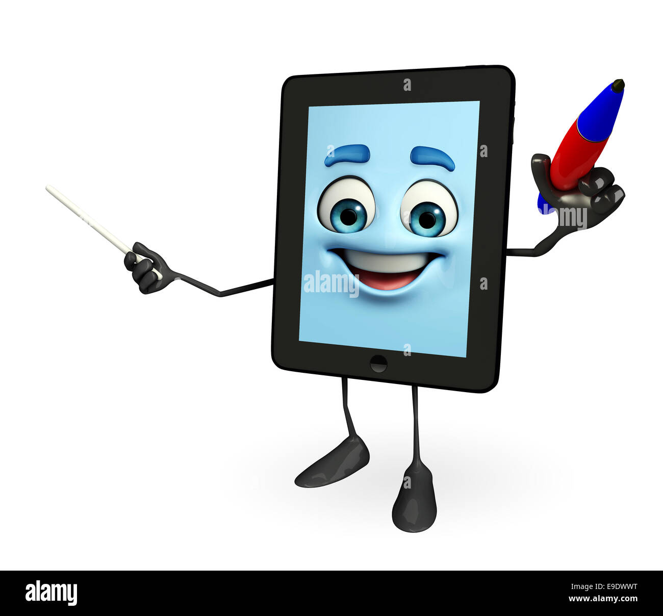 Cartoon character of tab with pen and stick Stock Photo - Alamy
