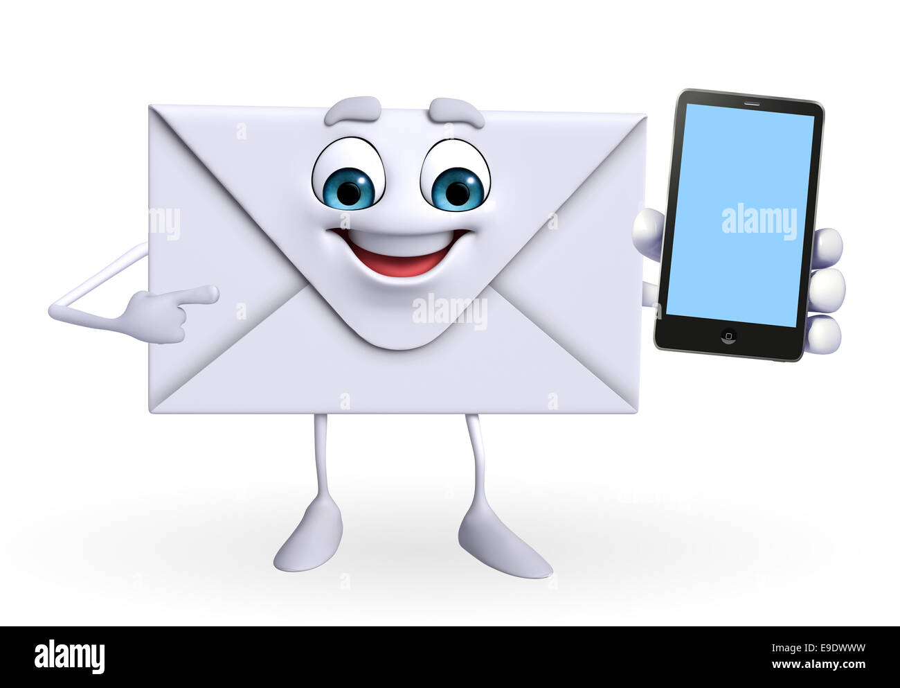 Cartoon Character of mail with mobile Stock Photo - Alamy