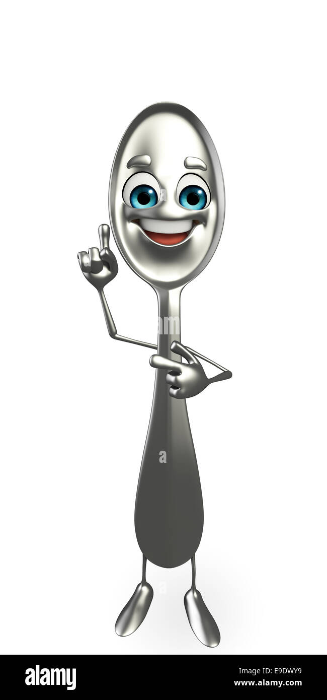 Cartoon character of spoon is pointing Stock Photo - Alamy