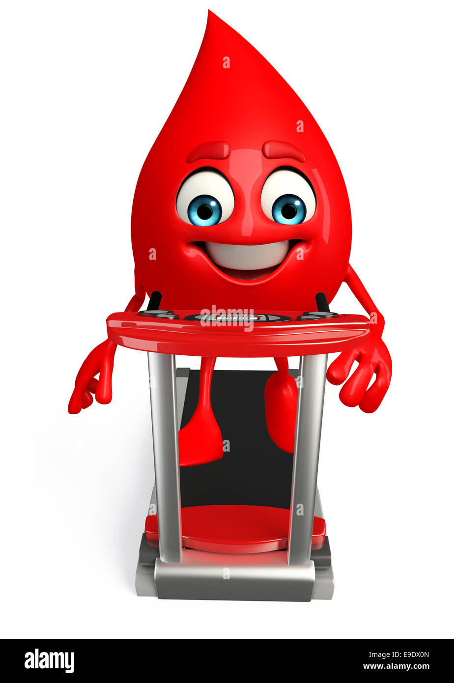 Cartoon Character of Blood Drop with walking machine Stock Photo - Alamy
