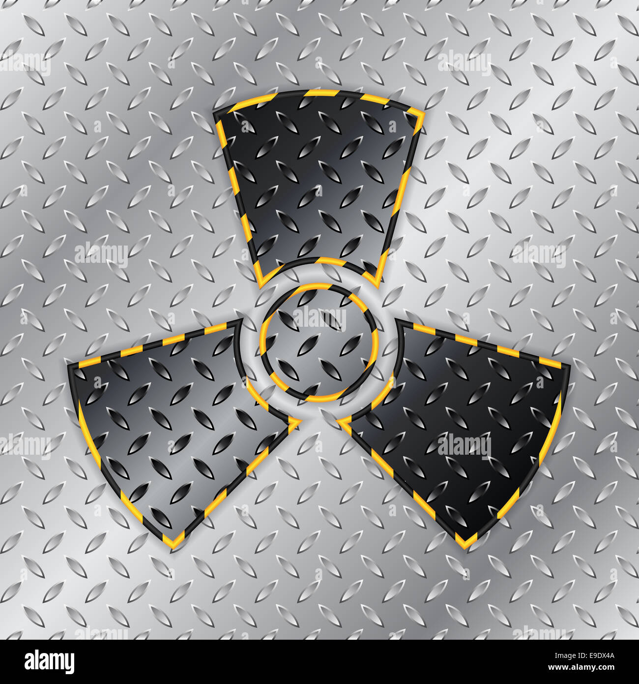 Radioactive warning sign on metallic plate background Stock Photo - Alamy