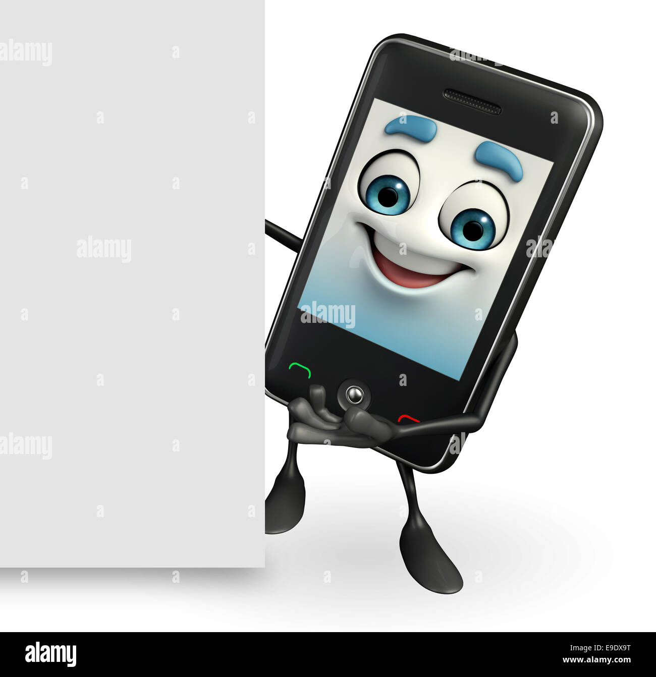 Cartoon Character of Mobile with sign Stock Photo - Alamy