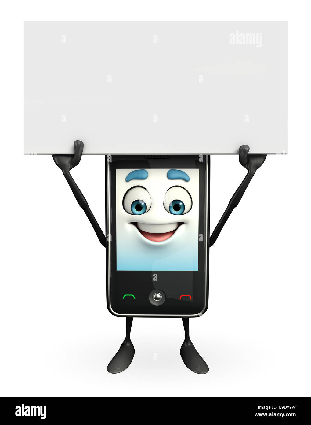 Cartoon Character of Mobile with sign Stock Photo - Alamy