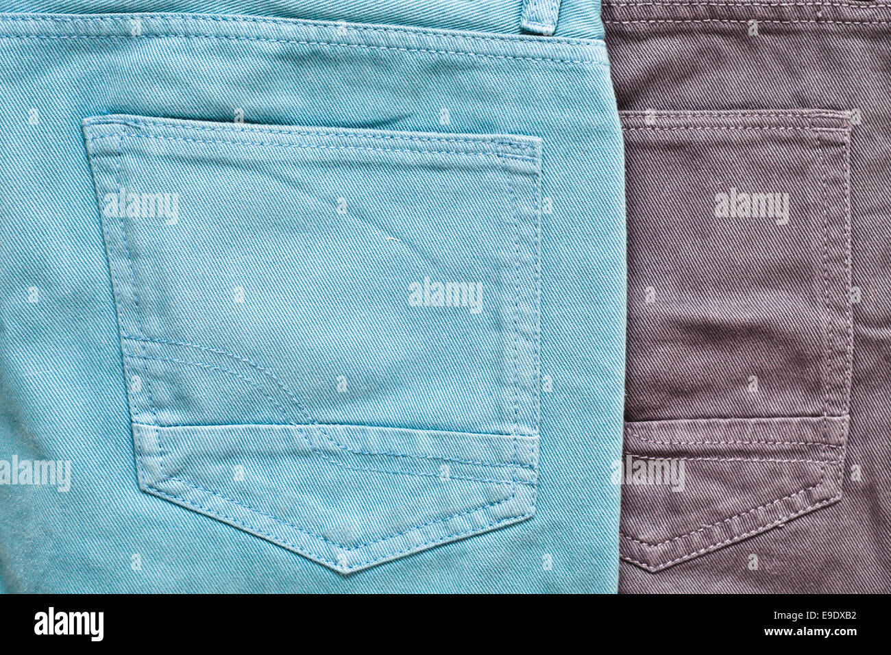 Blue and brown denim pockets Stock Photo - Alamy