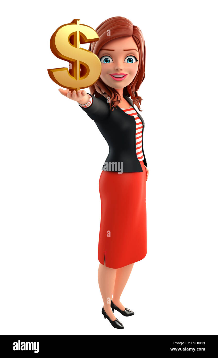 Illustration of corporate lady with dollar sign Stock Photo - Alamy