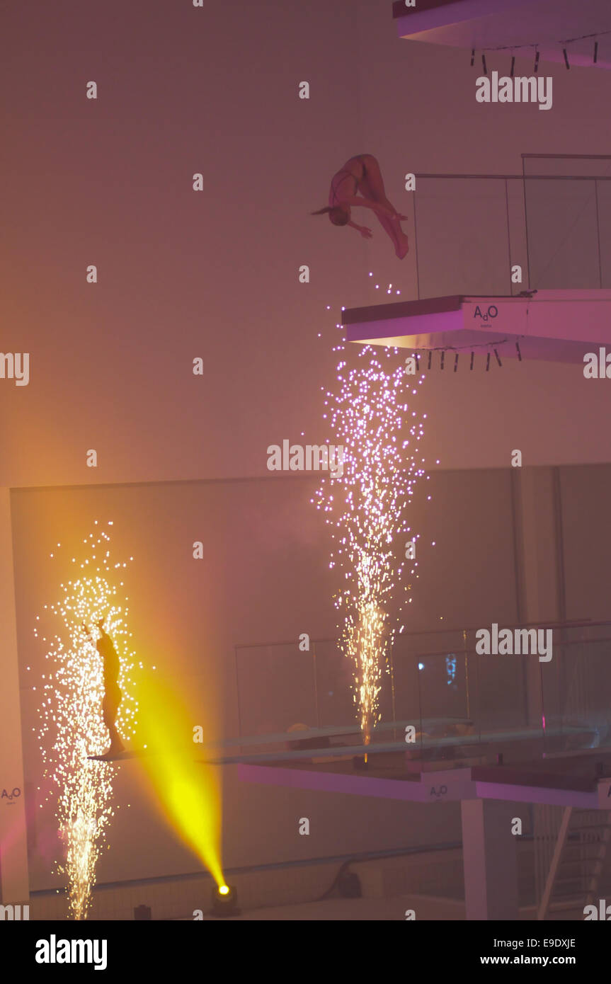 Diving show with disco lights, fireworks and spectacular diving at the ...