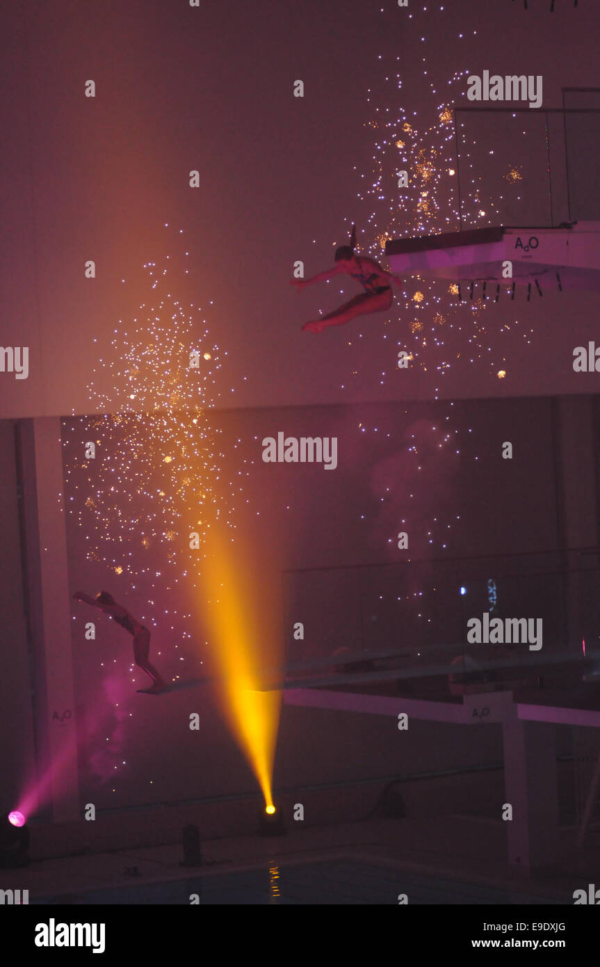 Diving show with disco lights, fireworks and spectacular diving at the ...