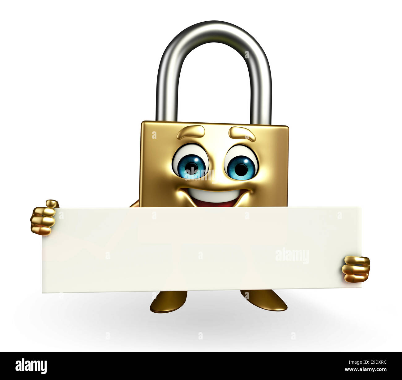 Cartoon Character of lock with sign Stock Photo - Alamy
