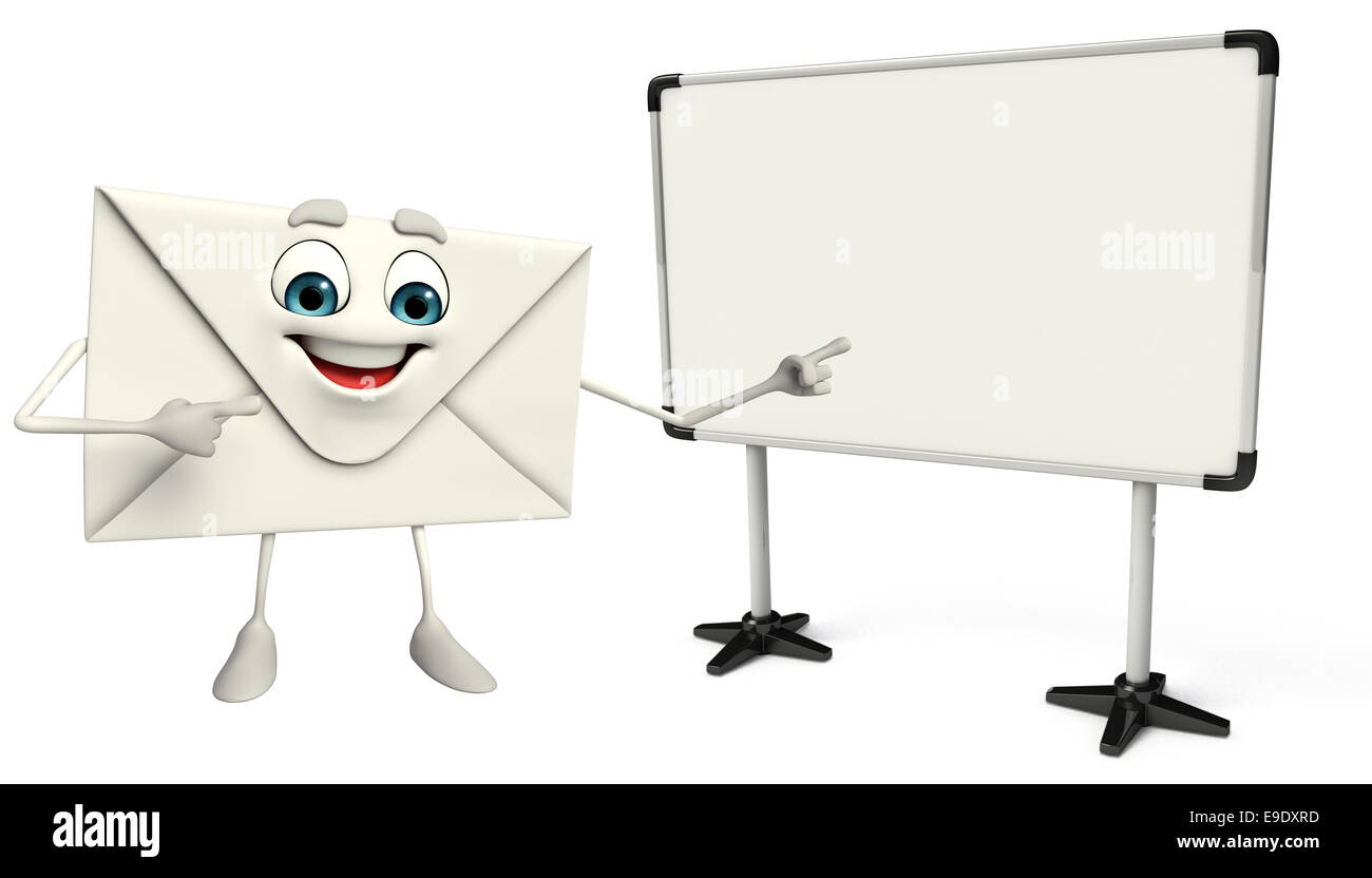 Cartoon Character of mail with display board Stock Photo - Alamy