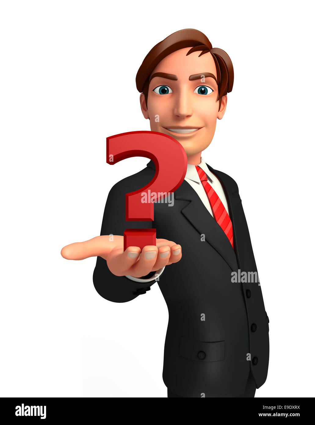 Illustration of Young Business Man with question mark Stock Photo - Alamy