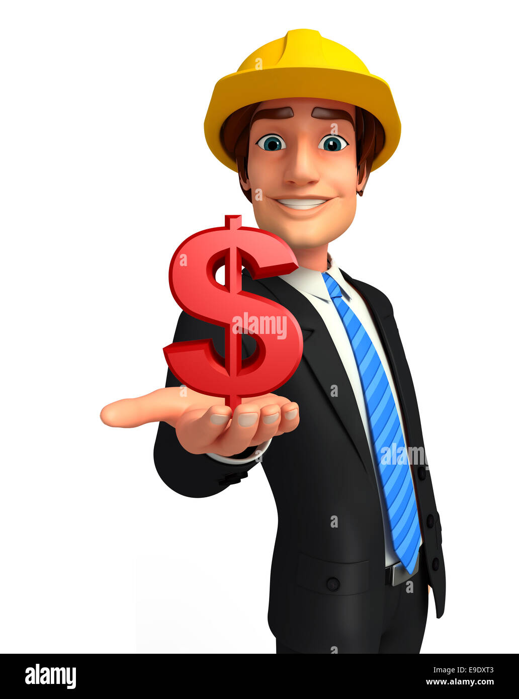 Illustration of Young Business Man with dollar sign Stock Photo - Alamy