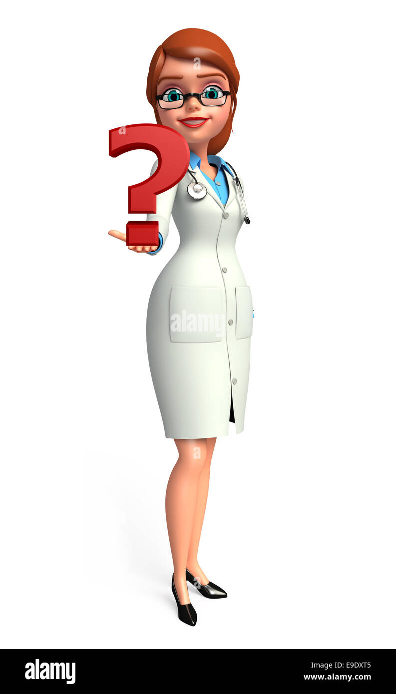 Illustration of Young Doctor with question mark Stock Photo - Alamy