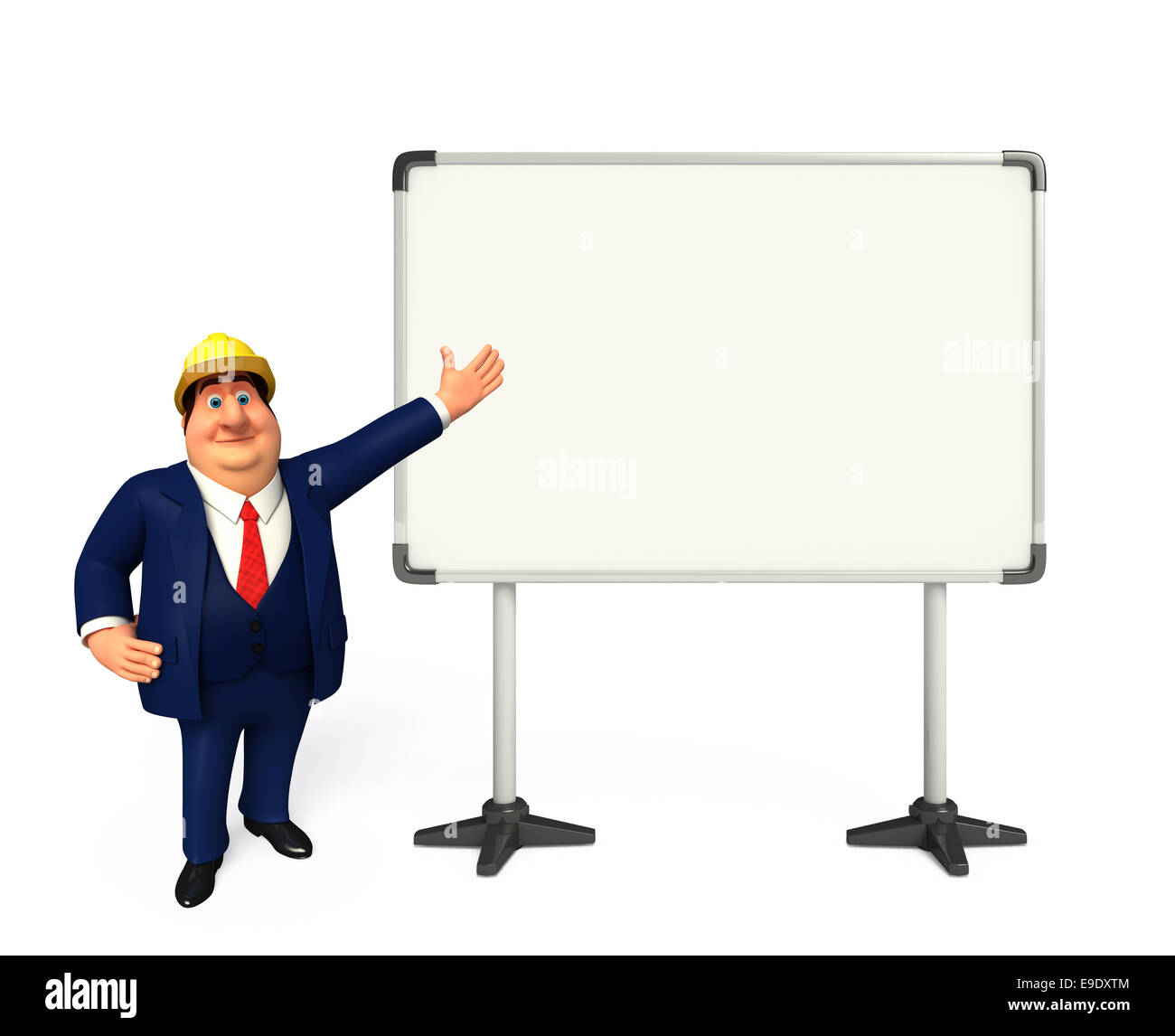 Illustration of Young Business Man with display board Stock Photo - Alamy