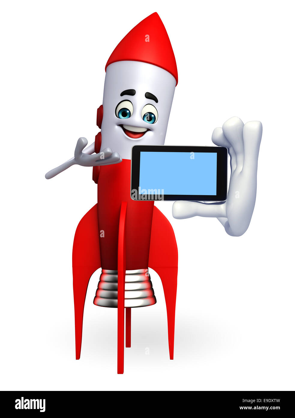 Cartoon character of rocket with mobile Stock Photo - Alamy