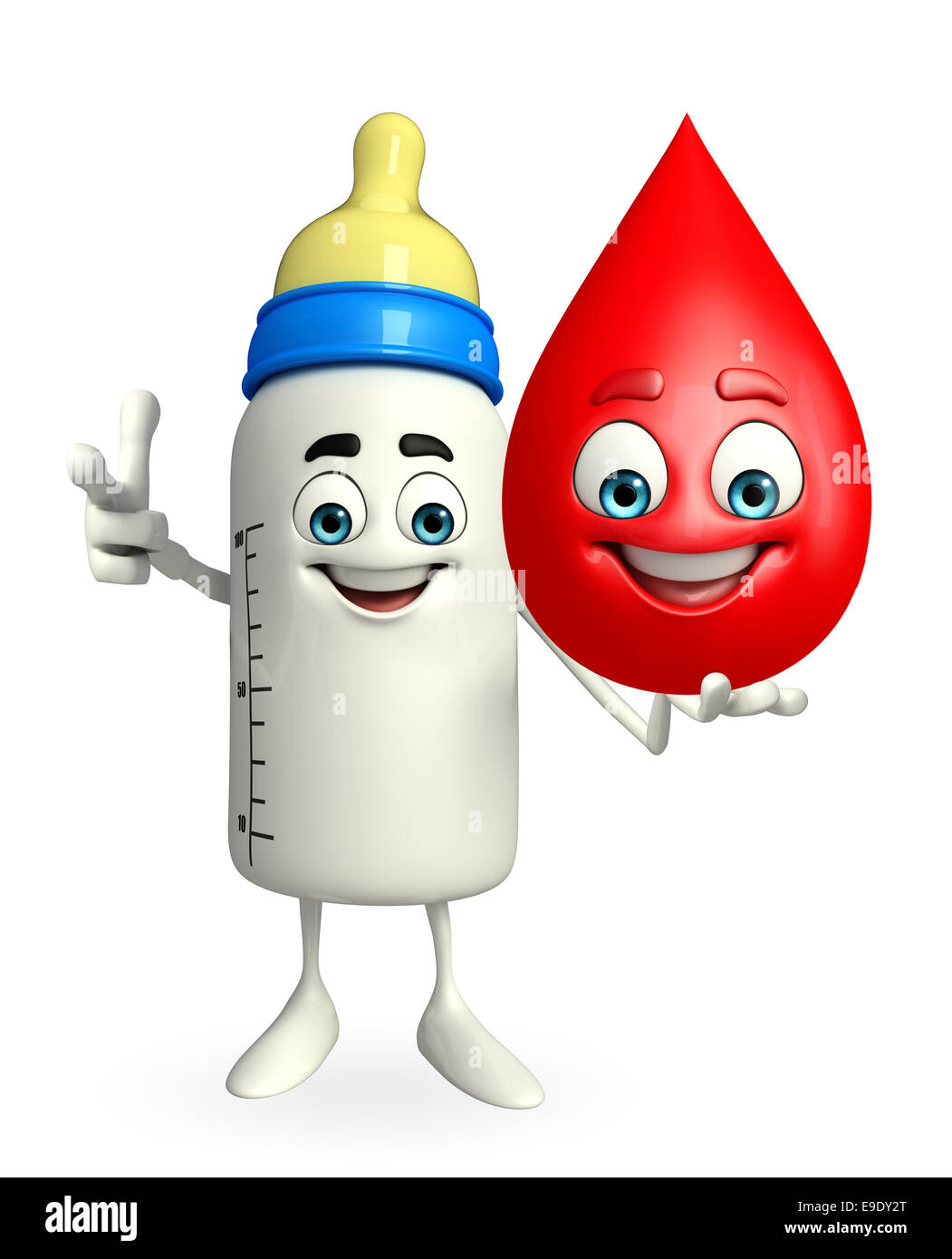 Cartoon Character of baby bottle with blood drop Stock Photo - Alamy