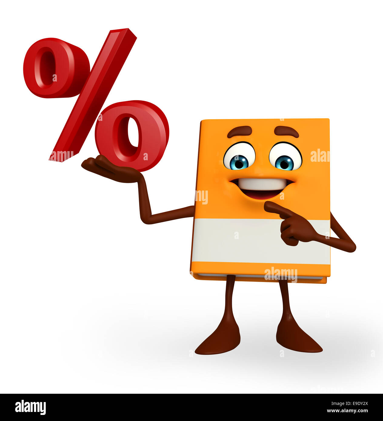 Cartoon Character of Book with percent sign Stock Photo - Alamy