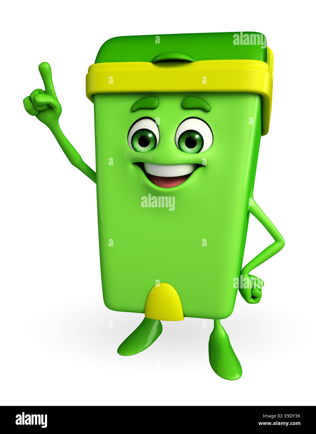 Cartoon Character of Dustbin is pointing Stock Photo - Alamy