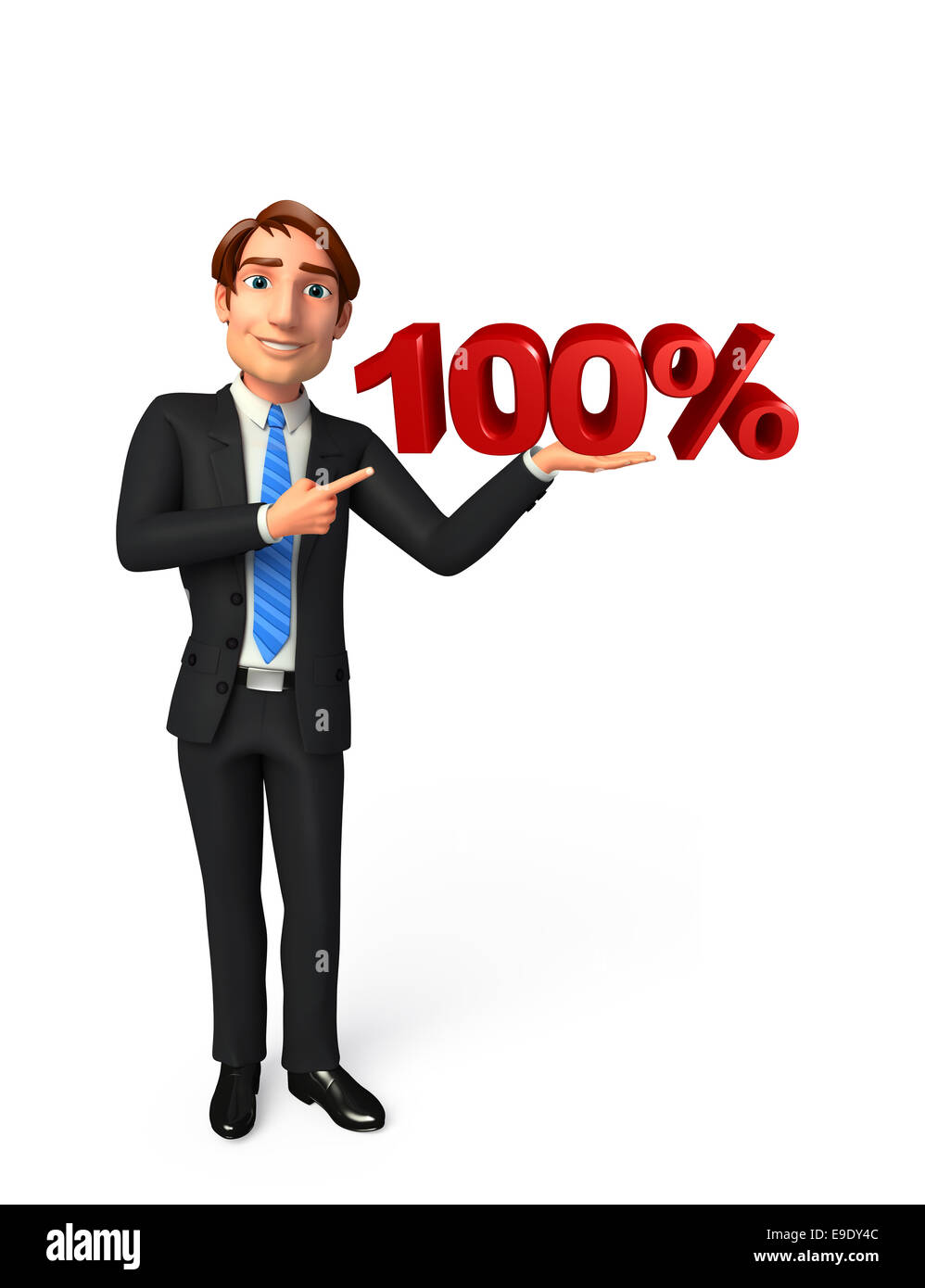 Illustration of Young Business Man with percentage Stock Photo - Alamy