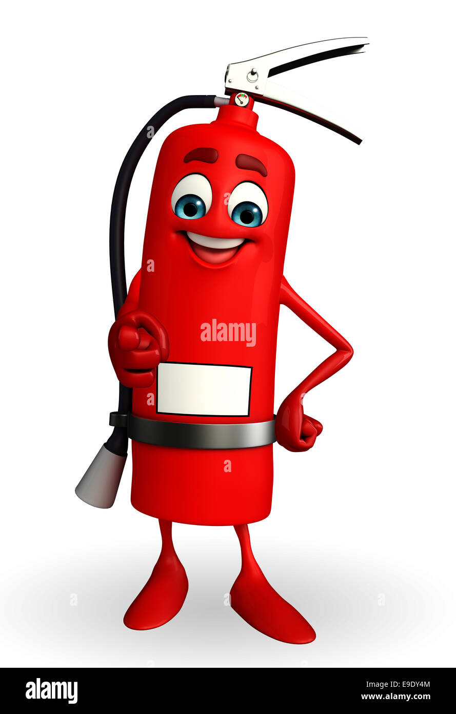 Cartoon Character of fire extinguisher is pointing Stock Photo - Alamy