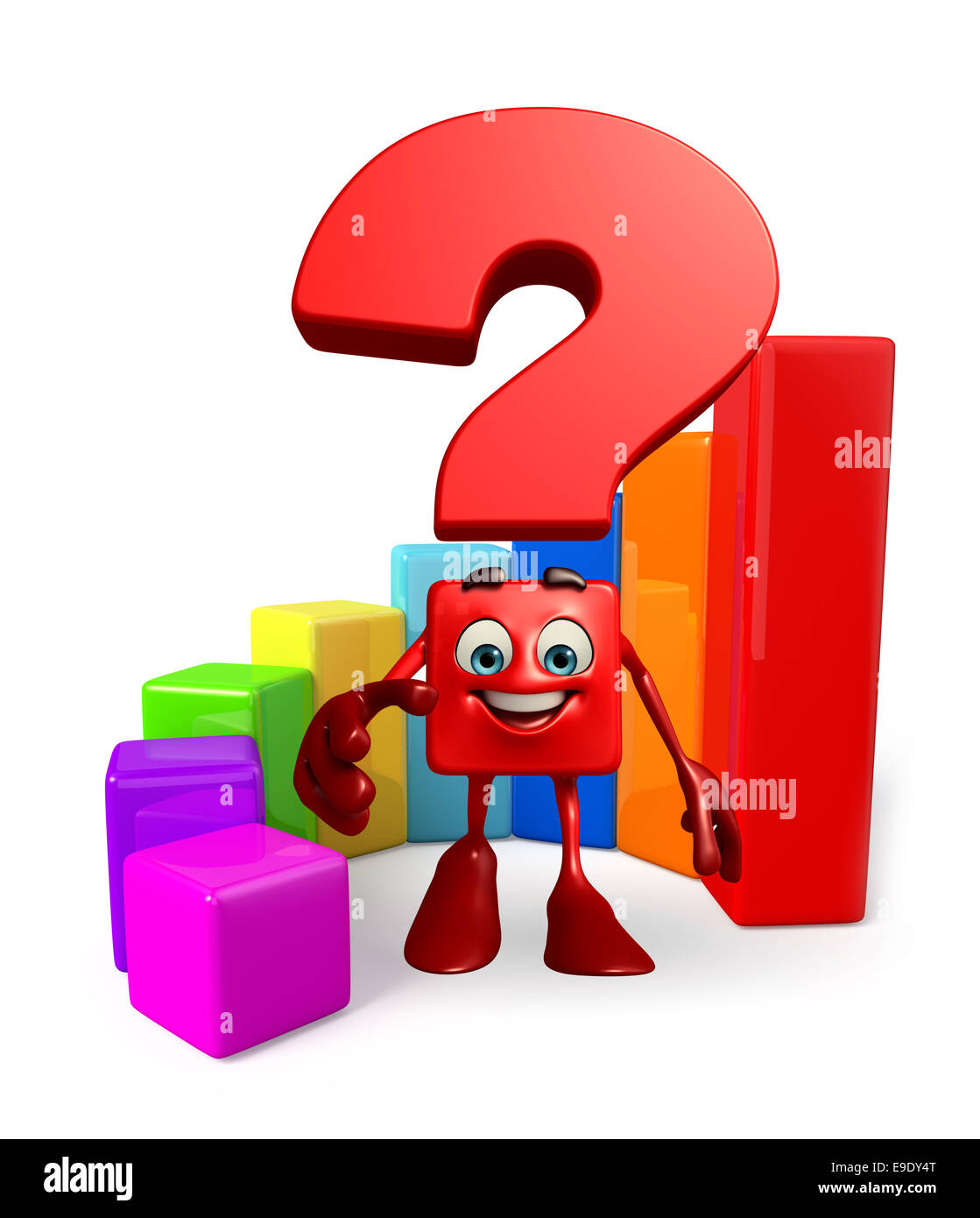 Cartoon Character of Question Mark with business graph Stock Photo - Alamy