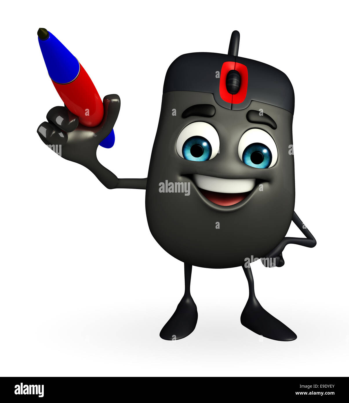 Cartoon Character of Computer Mouse with pen Stock Photo - Alamy