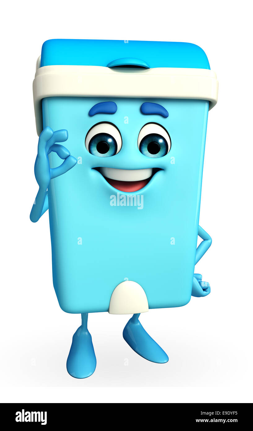 Cartoon Character of Dustbin with best sign Stock Photo - Alamy