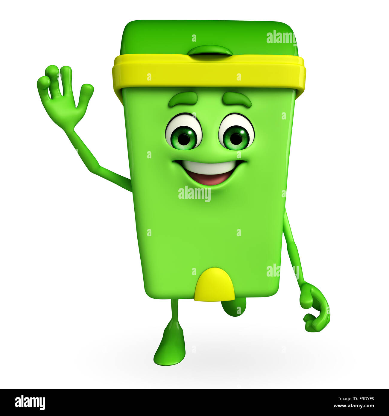 Cartoon Character of Dustbin is running Stock Photo - Alamy