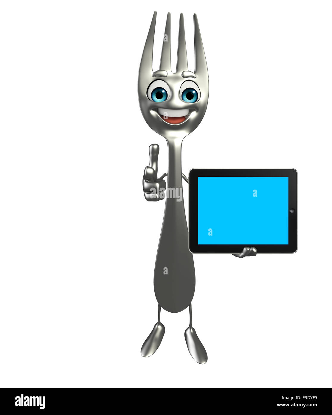 Cartoon character of fork with tab Stock Photo - Alamy