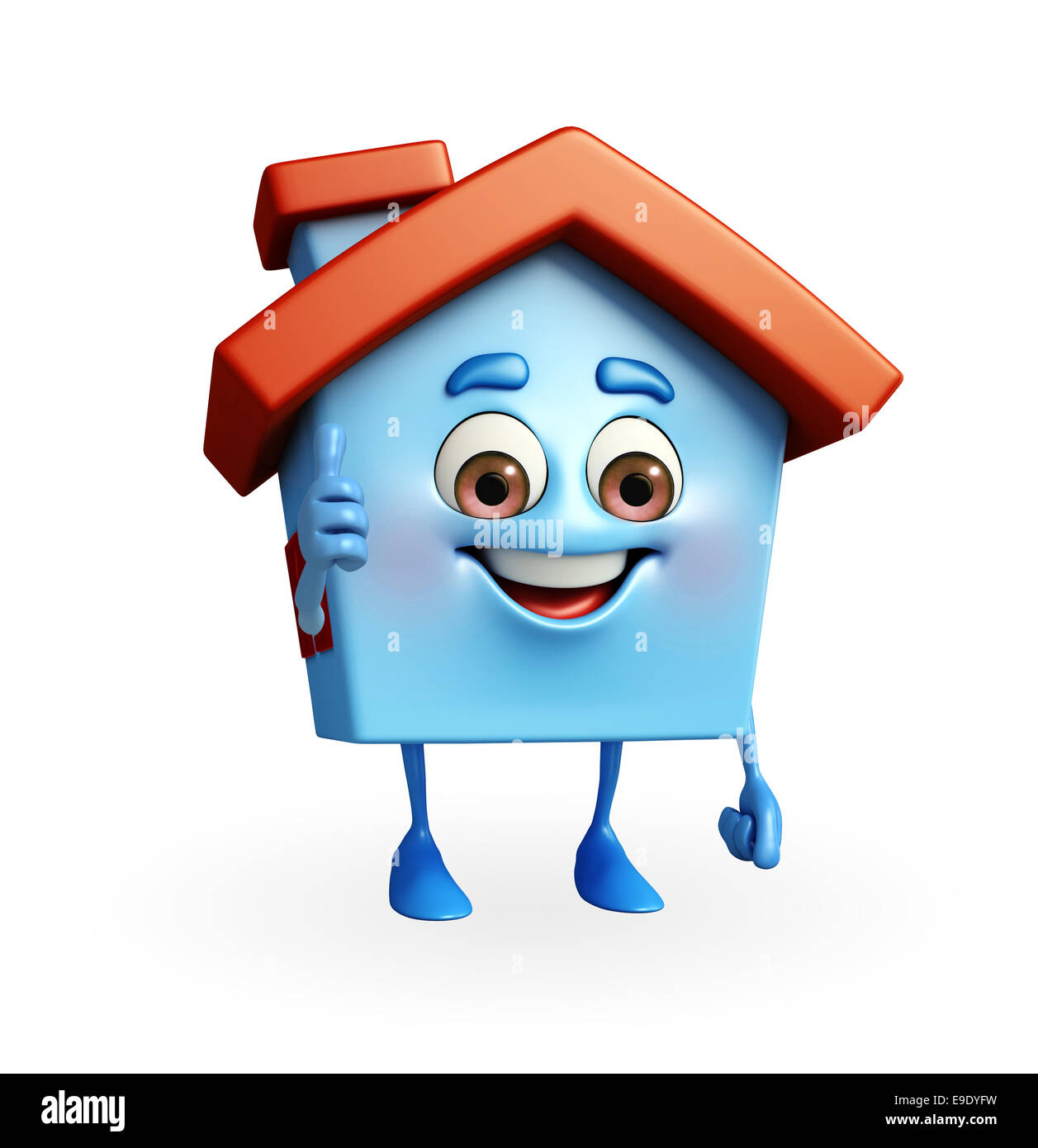 Cartoon Charcter of house with thumbs up sign Stock Photo - Alamy
