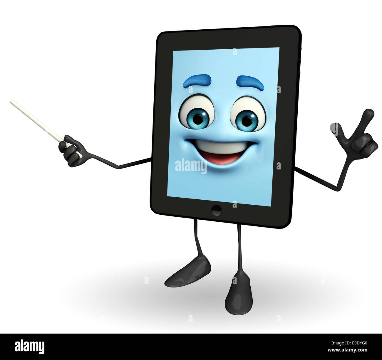 Cartoon character of tab with stick Stock Photo - Alamy