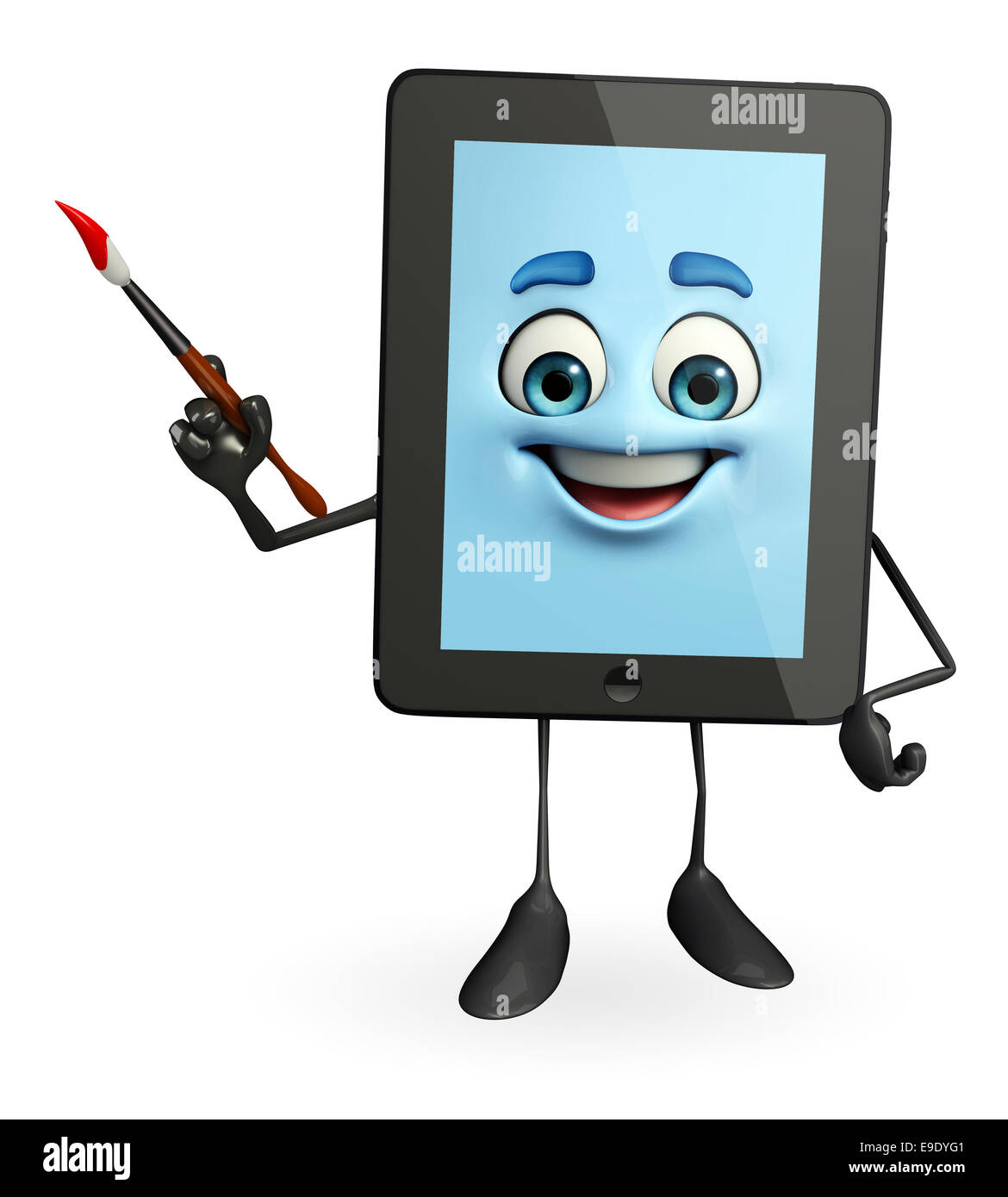 Cartoon character of tab with painting brush Stock Photo - Alamy