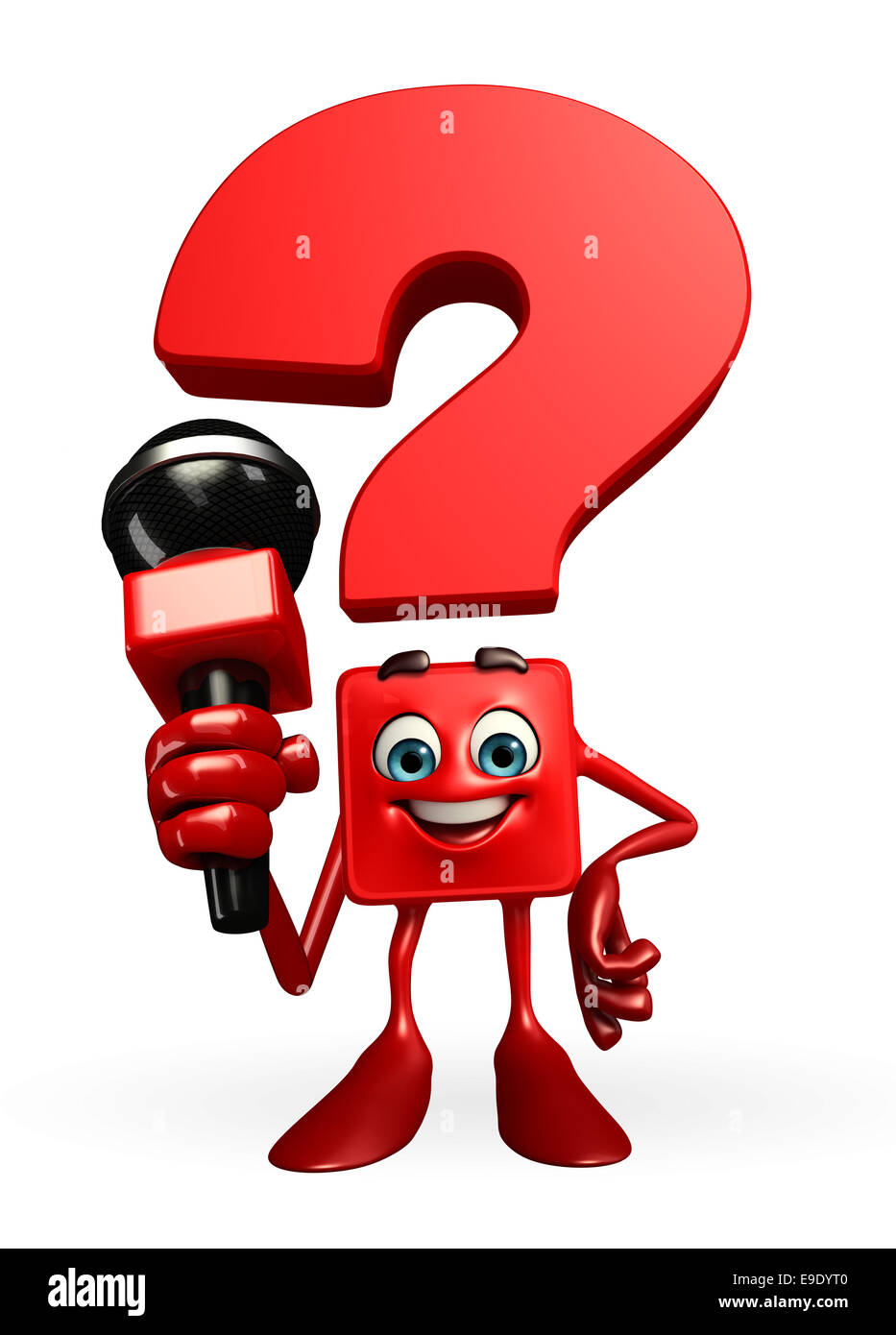 Cartoon Character of Question Mark with mike Stock Photo - Alamy