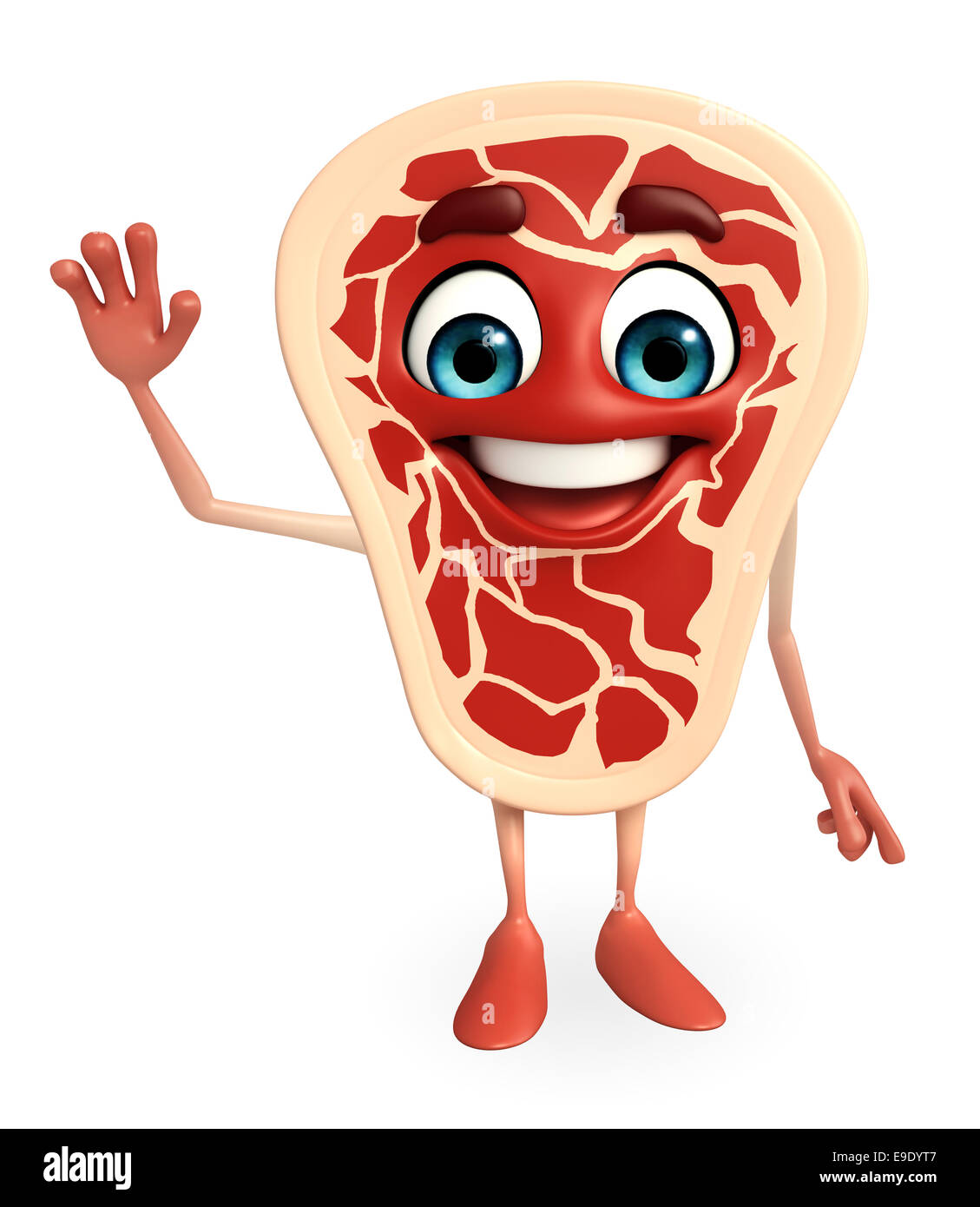 Cartoon Character of meat steak is happy Stock Photo - Alamy