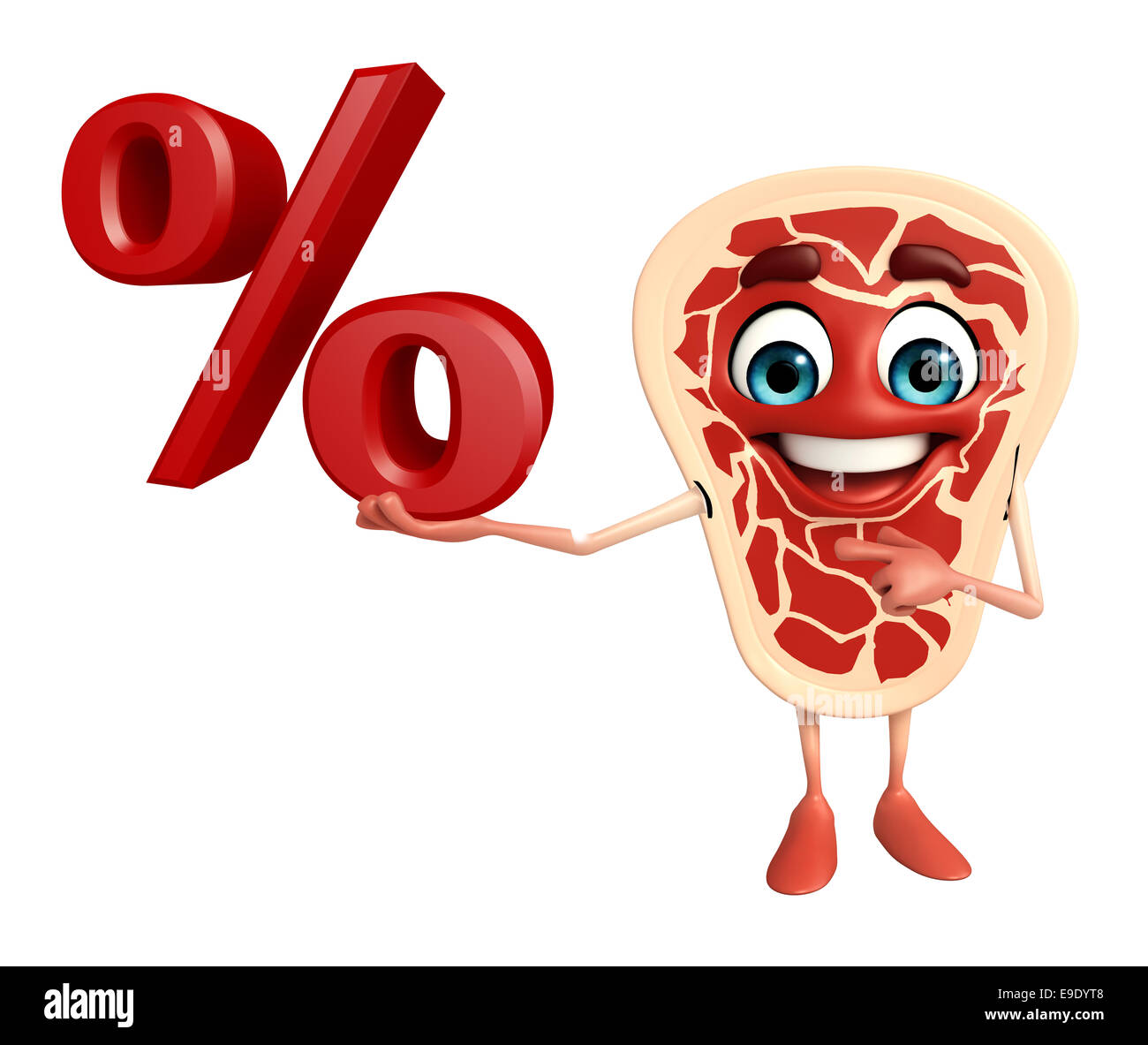 Cartoon Character of meat steak with Percentage Stock Photo - Alamy
