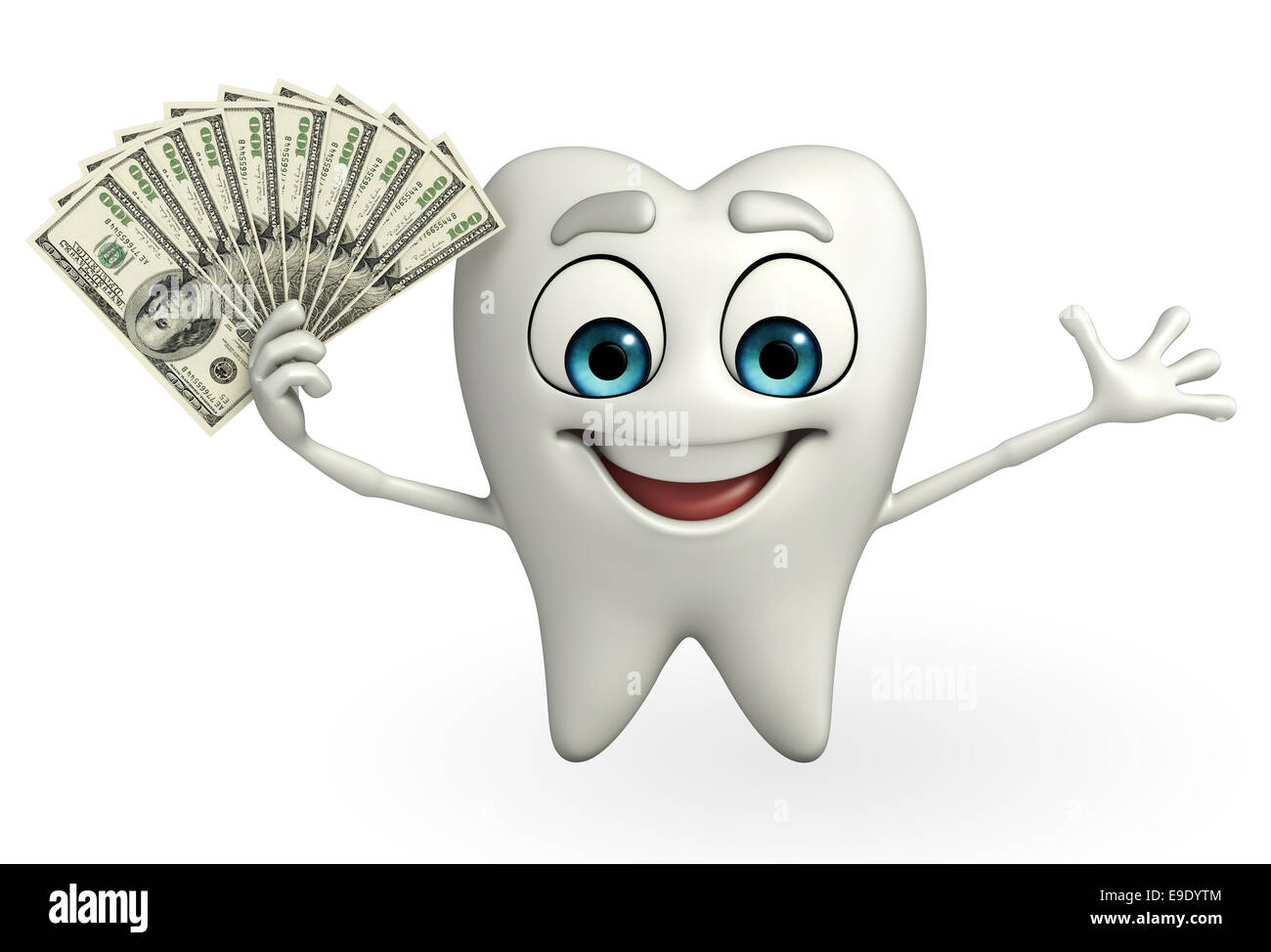 Cartoon character of teeth with dollars Stock Photo - Alamy