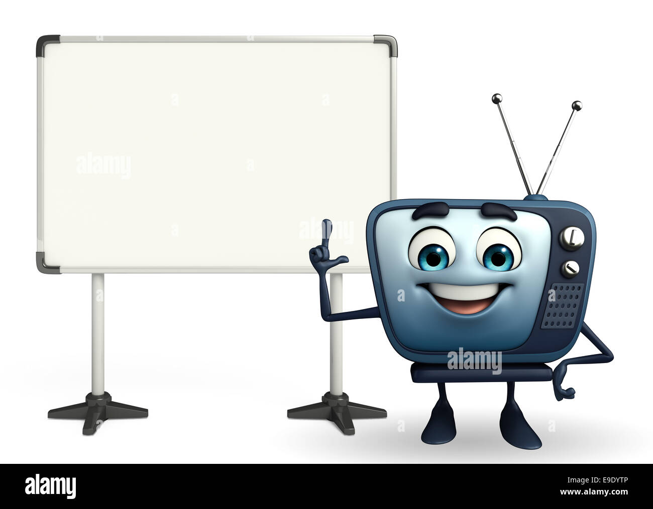 Cartoon Character of TV with display board Stock Photo - Alamy