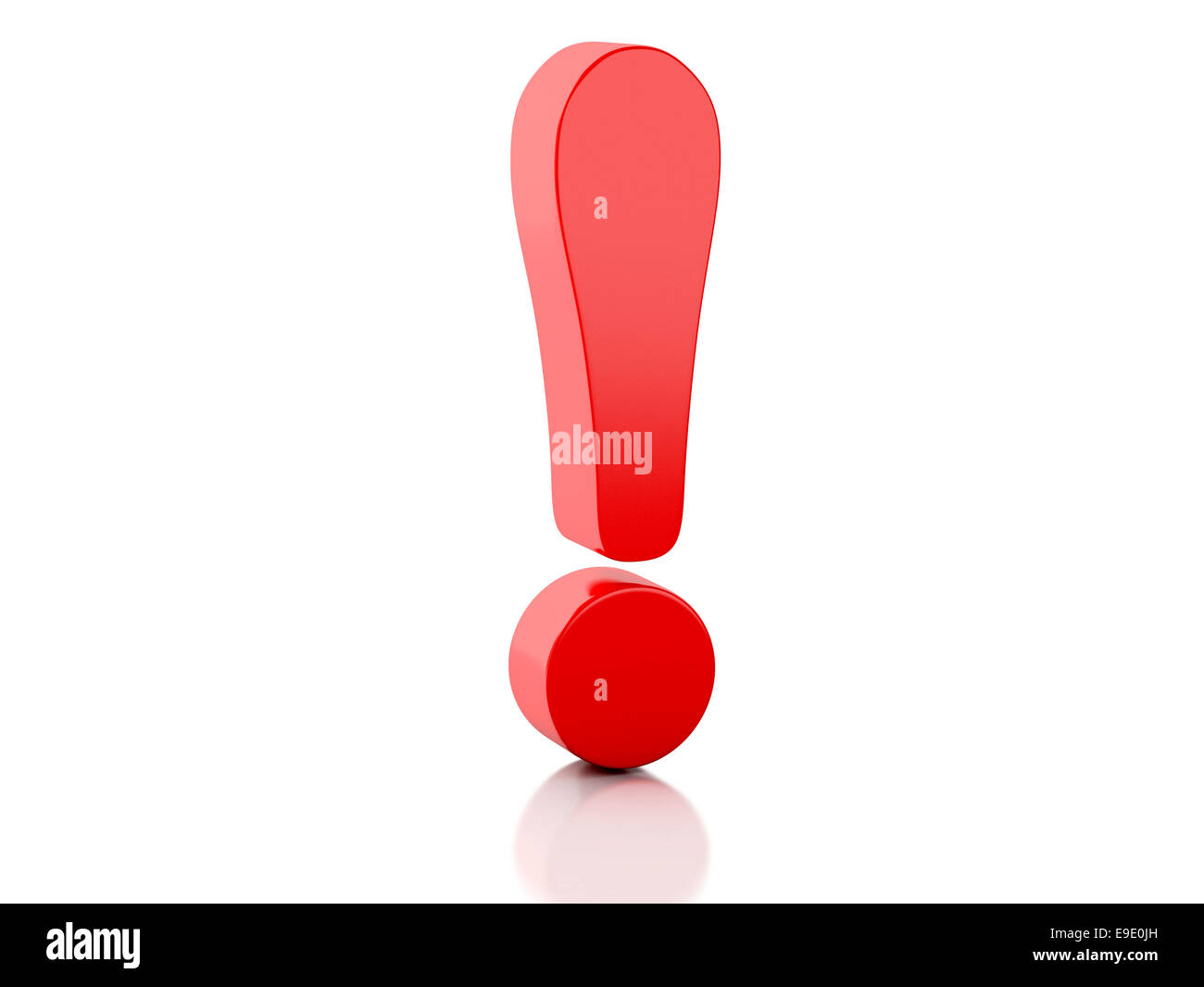 image of Red exclamation mark on white background. 3d illustration ...