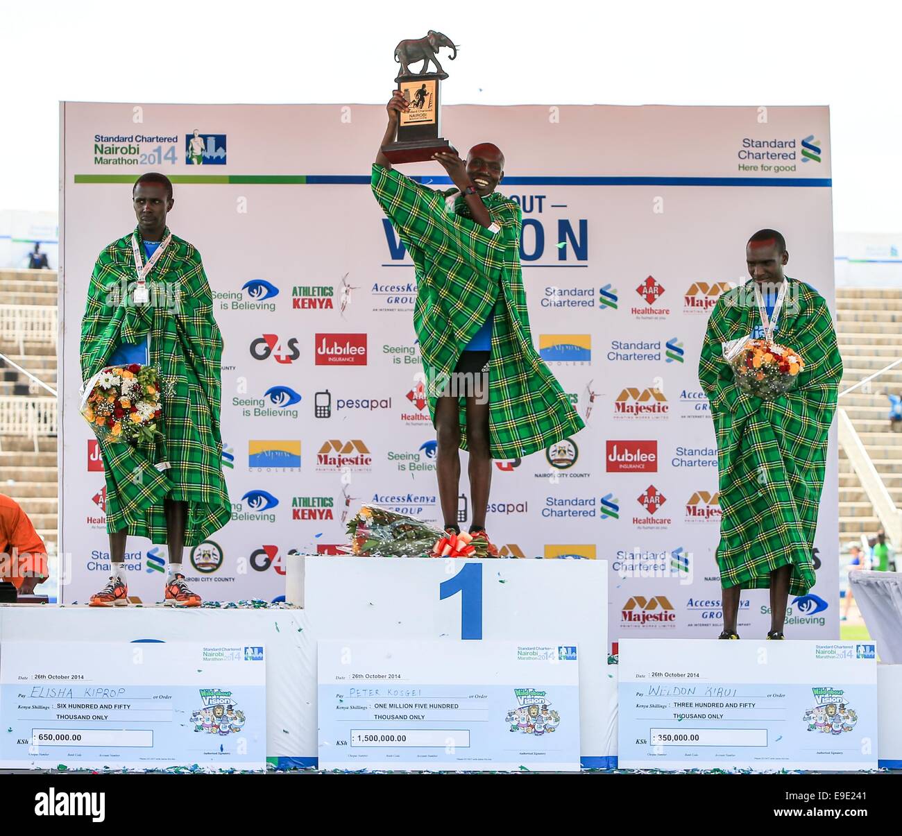 Nairobi, Kenya. 26th Oct, 2014. Male group gold medalist Peter Kosgei ...