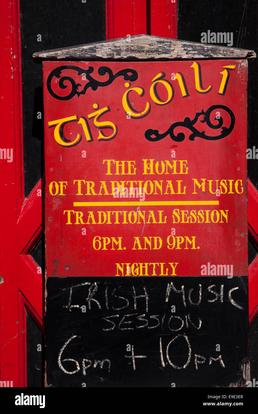 Tig Coili Music Sign, Galway, Ireland Stock Photo - Alamy
