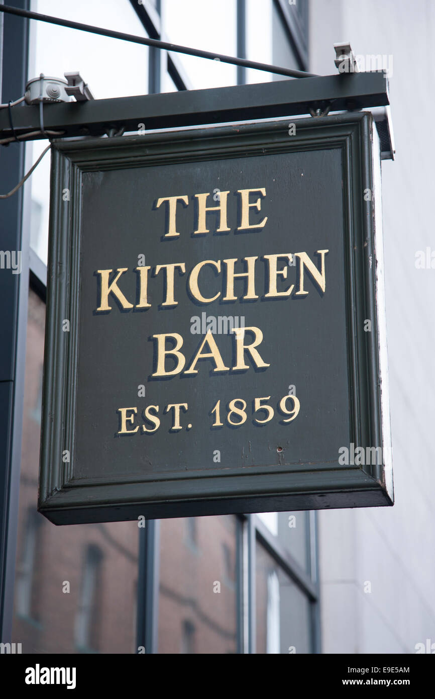 Kitchen Bar and Pub Sign, Belfast, Northern Ireland Stock Photo - Alamy